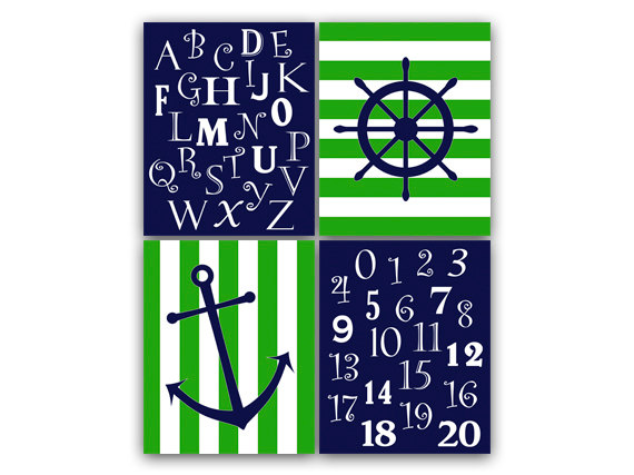Digital Download - Nautical Nursery Wall Art, Instant Download Lime ...